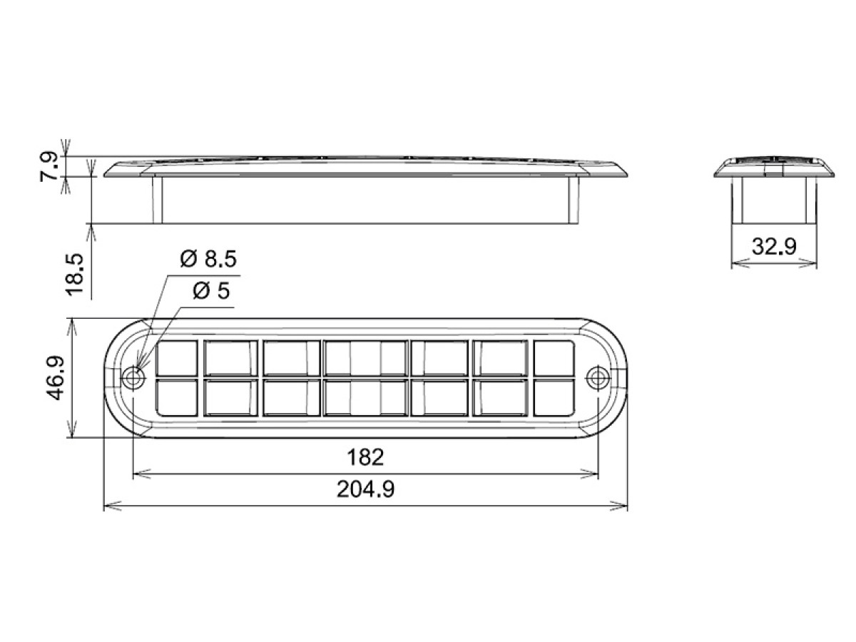 Ilmasuulakkeen ritilä 205×47 mm – Mepratuote venetarvikkeet