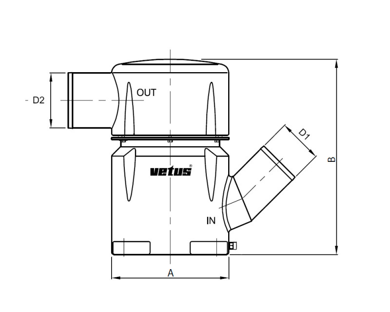 Ø 90 MGP plastic water lock Vetus - Mepratuote boat accessories